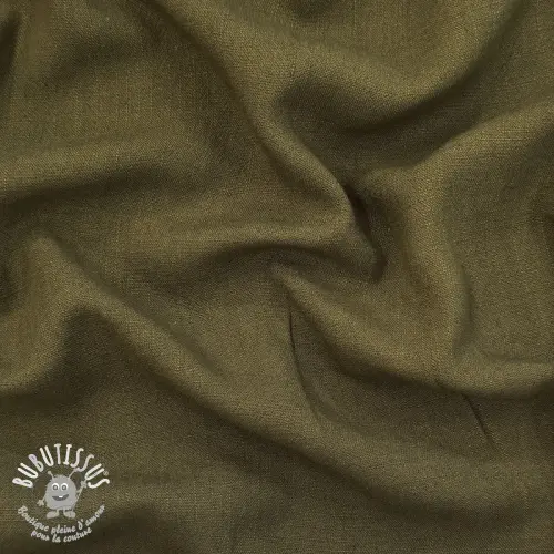 Viscose lin WASHED olive | Bubutissus.fr
