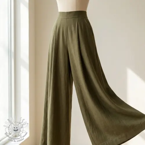 Viscose lin WASHED olive | Bubutissus.fr