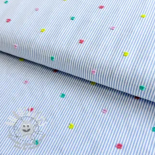 Tissu coton DOBBY Stripe and dotty blue | Bubutissus.fr